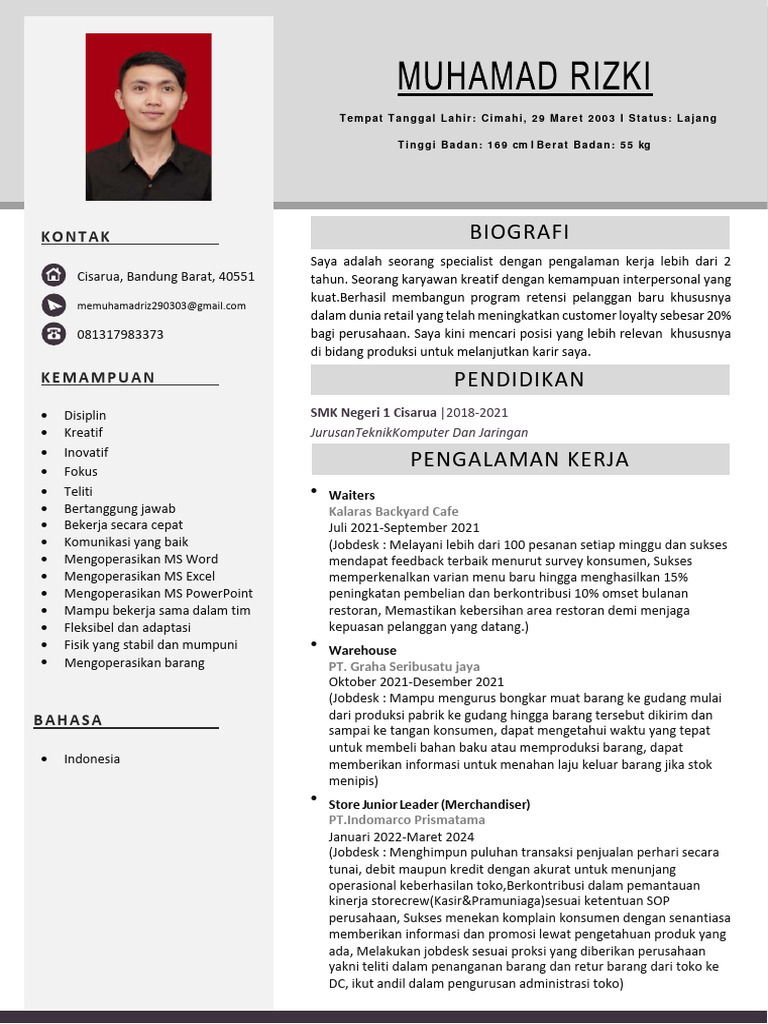 Muhamad Rizki - CV | PDF | Bisnis | Seni