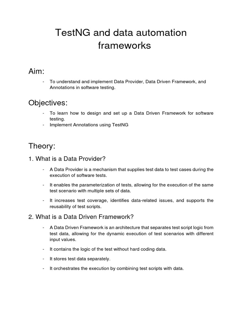 STQA Data Provider and Annotations Assignment 6 | PDF | Software ...