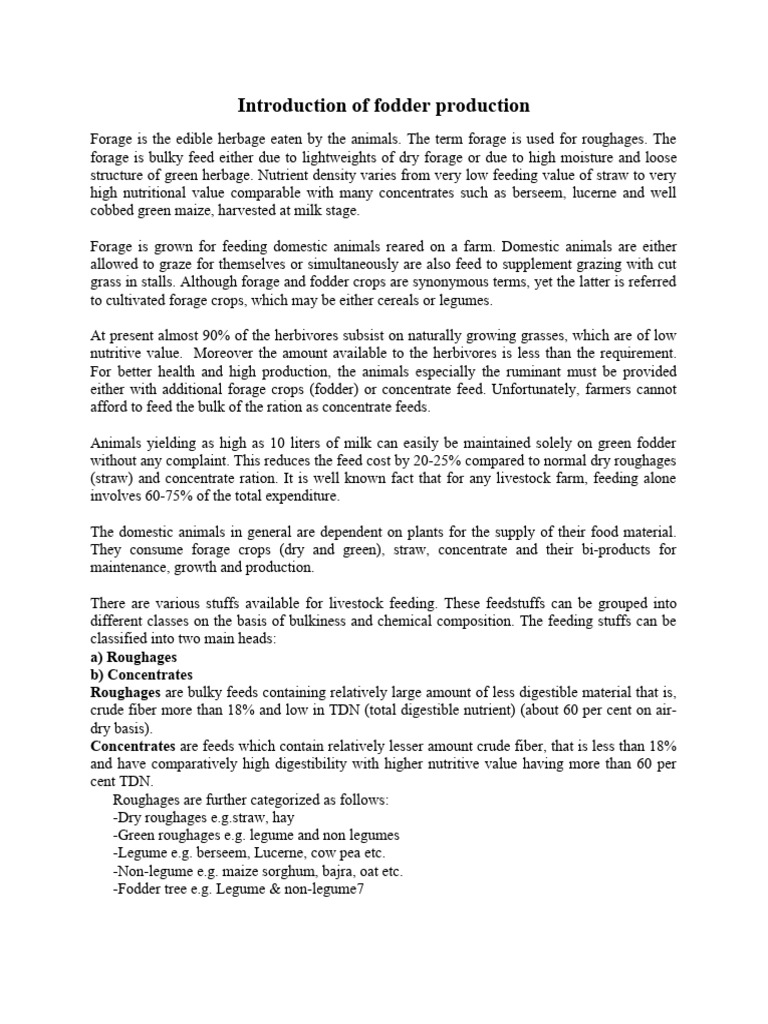 Fooder Production | PDF | Fodder | Dietary Fiber