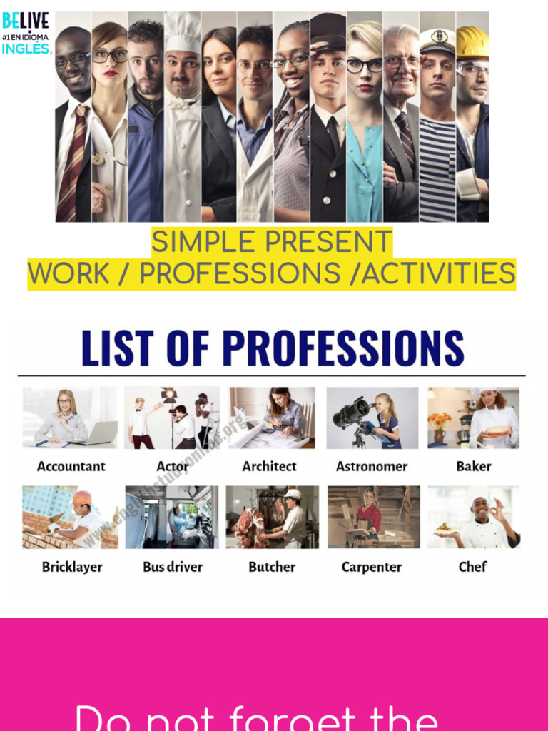 Simple Present: Professions Explained | PDF | Wellness