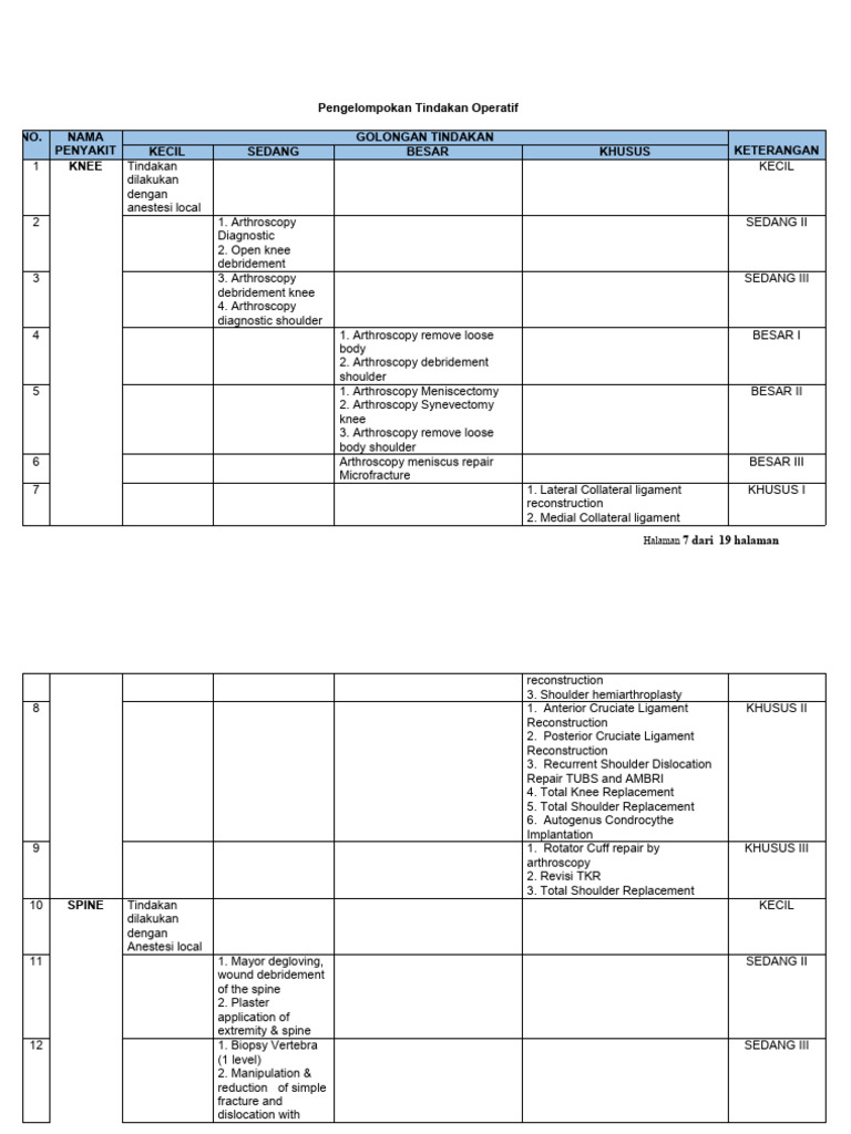 PENGGOLONGAN PABOI BPJSTK | PDF | Knee | Elbow