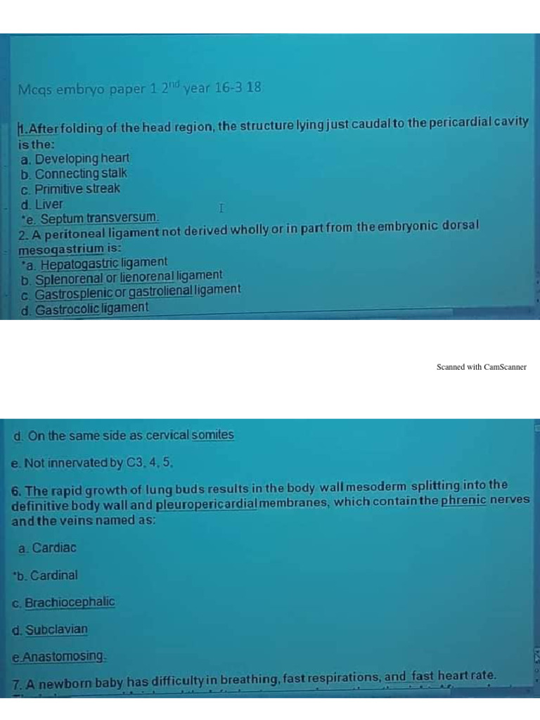 Sir Zia's Embryology MCQs | PDF