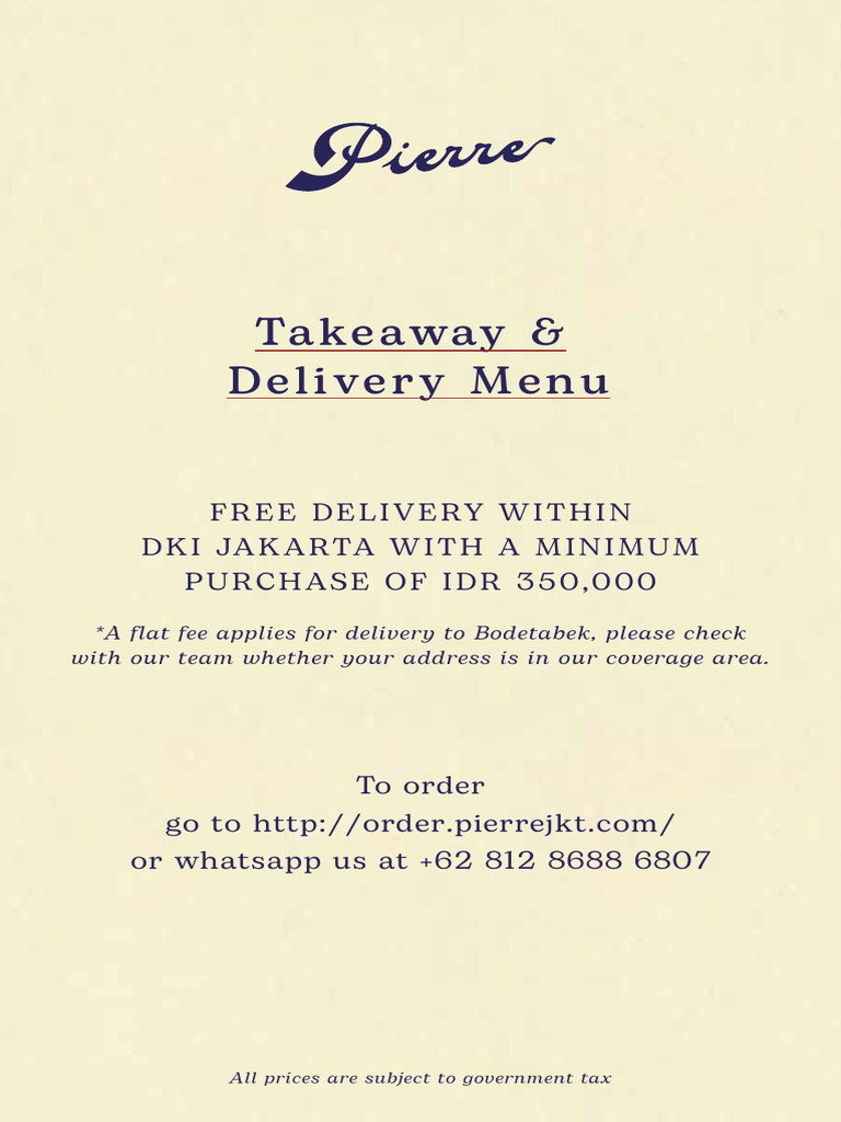 Pierre Delivery Menu Mar 2023 | PDF | Foods