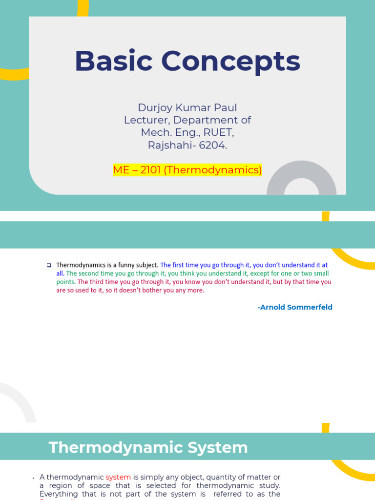 Basic Concepts Thermo | PDF | Thermodynamic Equilibrium | Thermodynamics