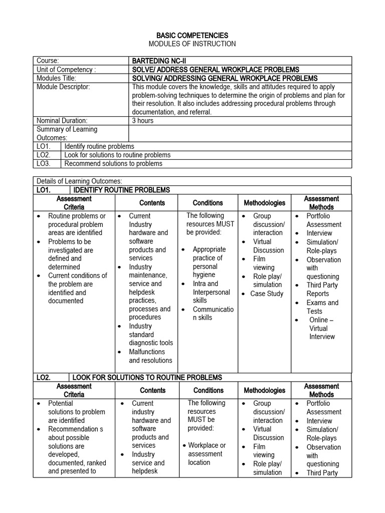 CBC- MODULE OF INSTRUCTION BASIC 3 | PDF | Educational Assessment ...