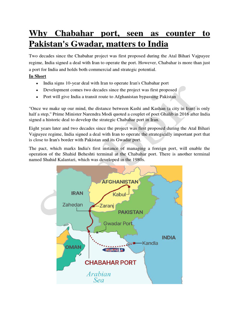 Chabahar Port Details, Importance and Geopolitical Aspect - Shabbir ...