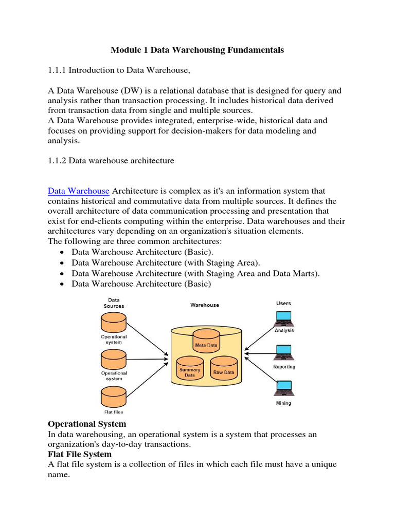 Module 1 Data Warehousing Fundamentals | PDF | Data Warehouse | Information Science