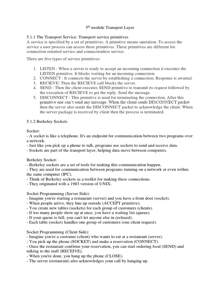 Module 5 Transport Layer | Download Free PDF | Transmission Control Protocol | Network Congestion
