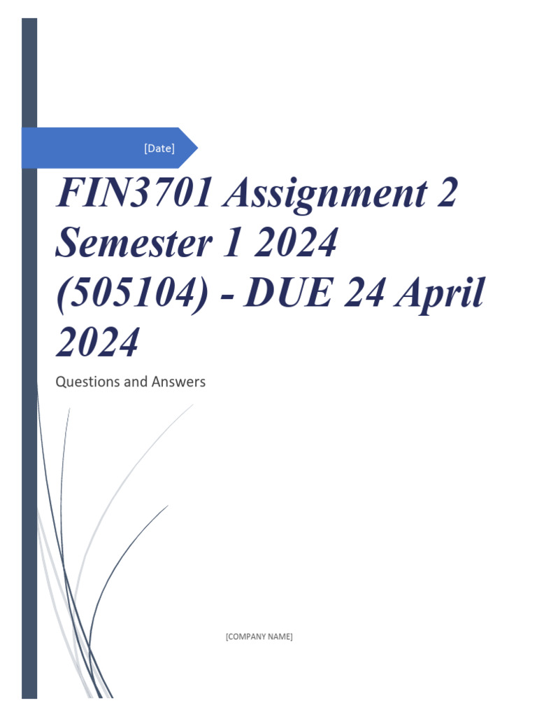 Fin3701 Assignment 2 Semester 1 2024 Download Free Pdf Cost Of