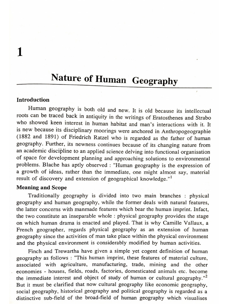 Nature of Human Geography and Approaches | PDF