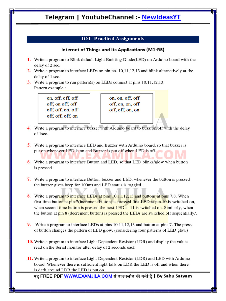 O Level IOT Practical PDF Free | PDF | Light Emitting Diode | Arduino