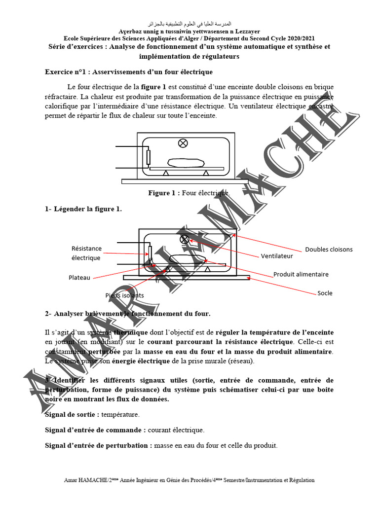 Cours-TD Instrumentation Et Régulation 2020-2021 | PDF | Transfert thermique | Four