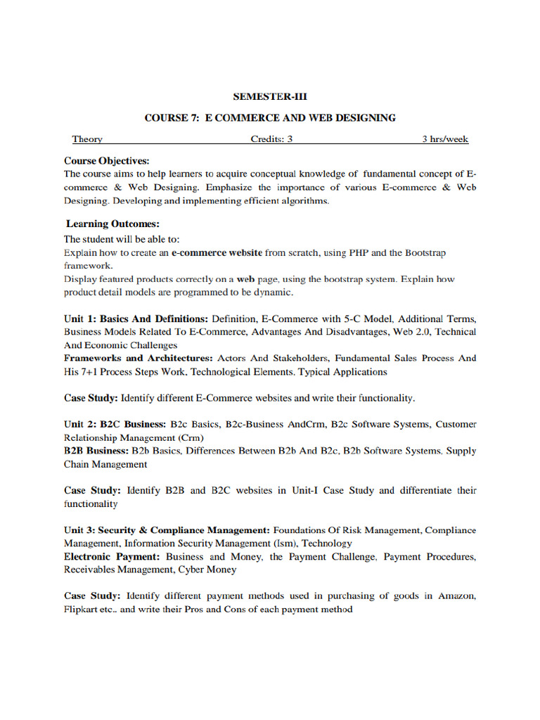 E-COMMERCE and Web Designing Syllabus | PDF