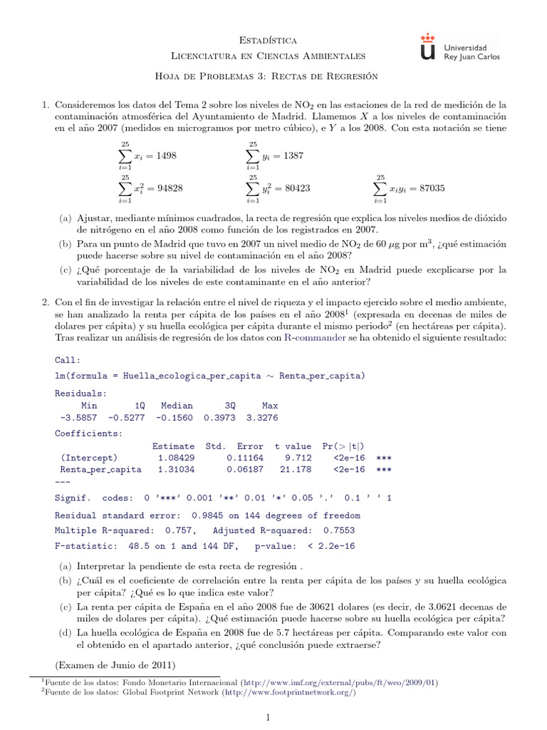 Problemas Hoja3 Ambi 2014 | PDF | Cuestiones ambientales | Ciencias de la Tierra