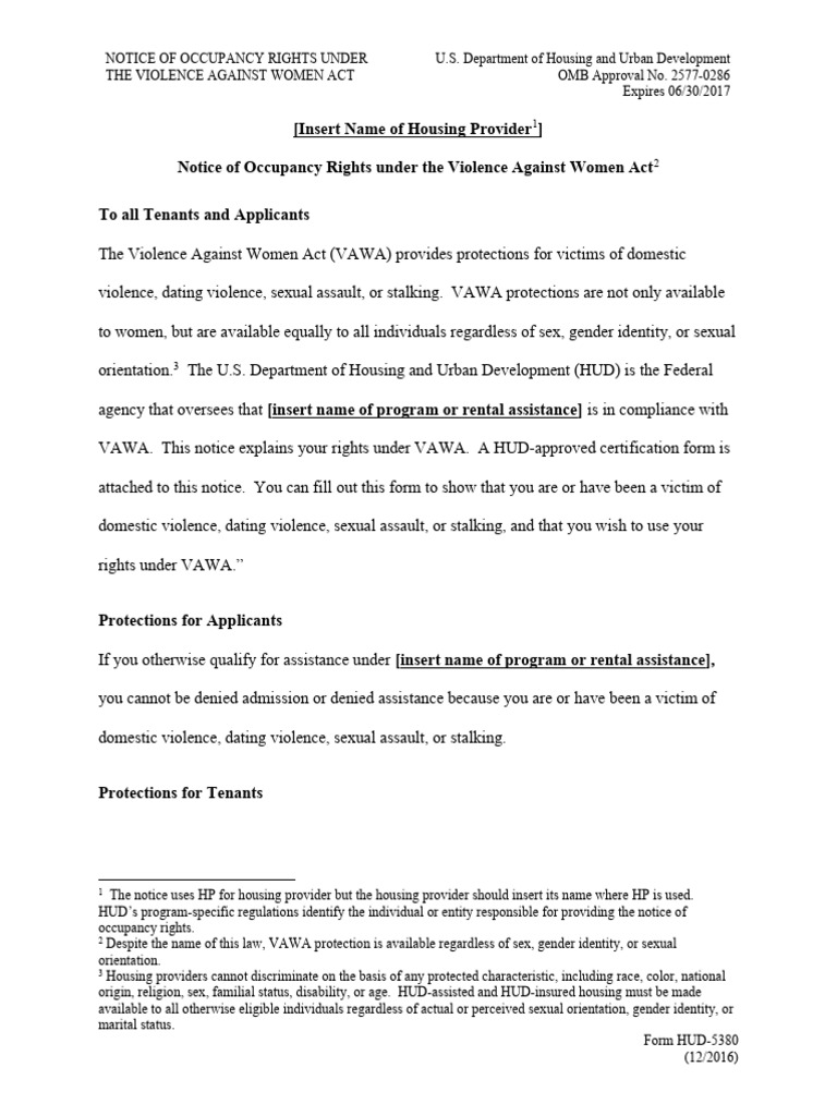 Notice of Occupancy Rights | PDF | Domestic Violence | Eviction