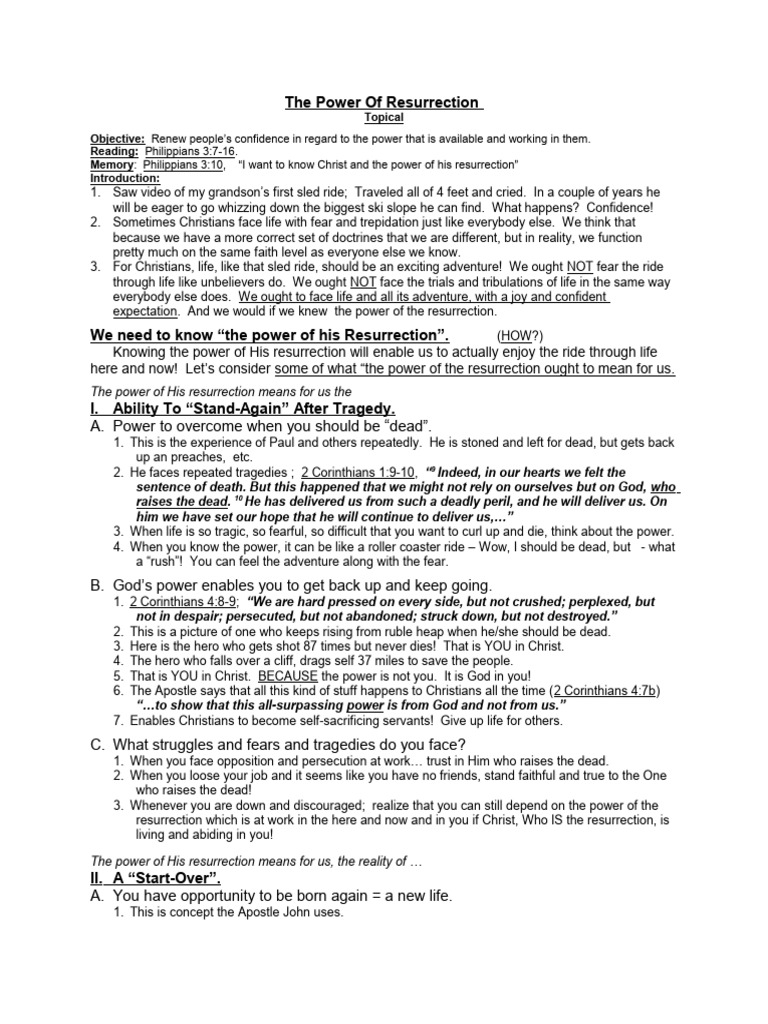 The Power of Resurrection | PDF | Resurrection Of Jesus | Jesus