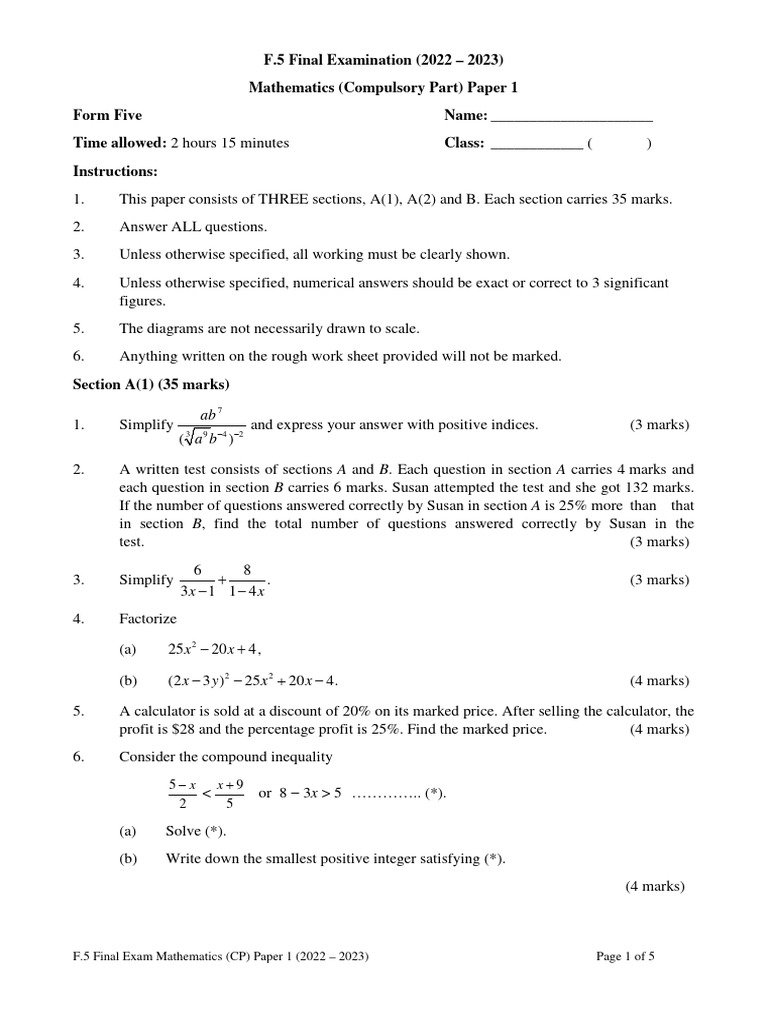 F5 Maths 1 FE | Download Free PDF | Sphere | Triangle