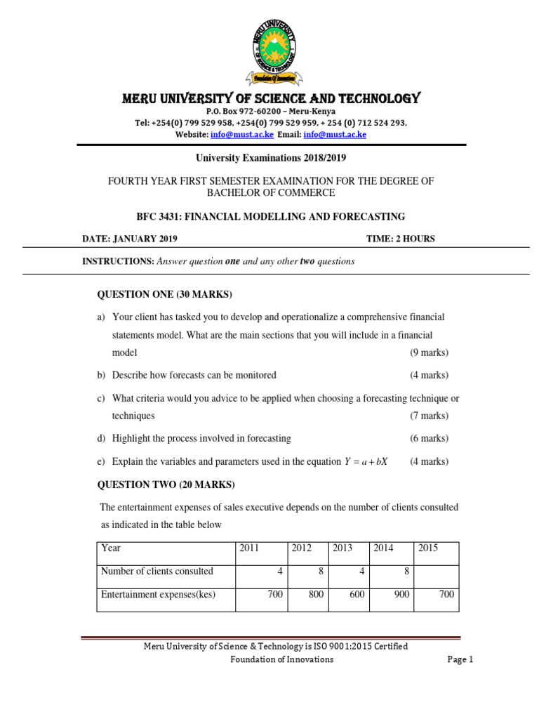 BFC 3431 Financial Modelling and Forecasting | PDF | Forecasting | Statistical Analysis