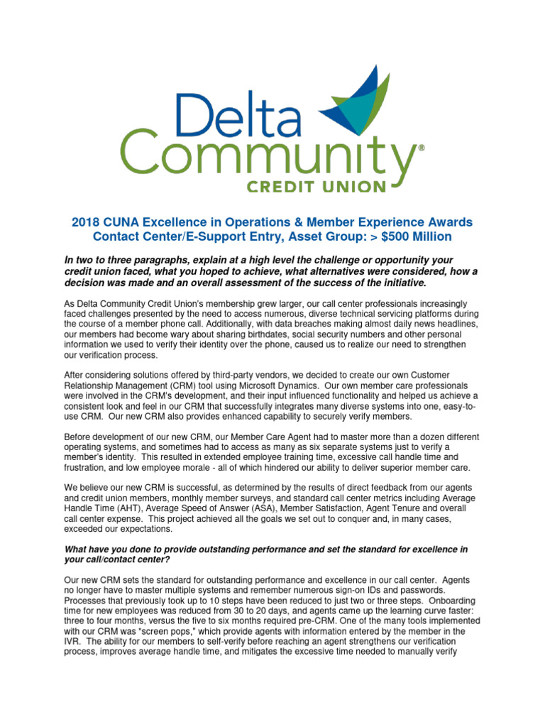 2018-Delta Community CU Entry | PDF | Customer Relationship Management ...