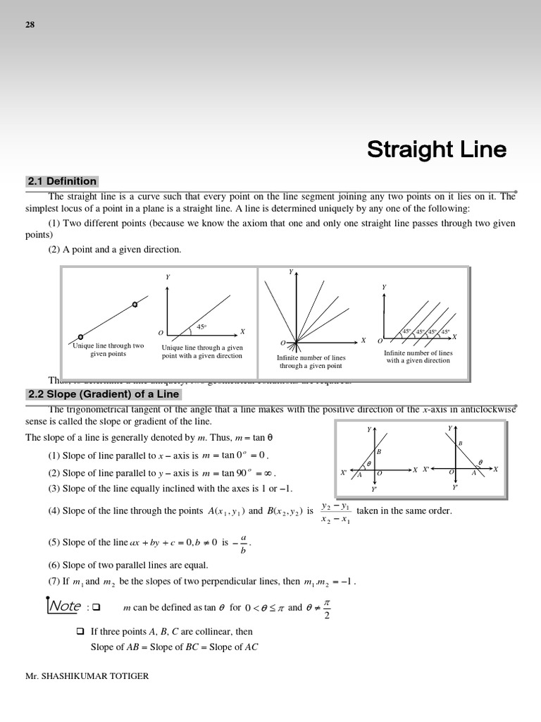 02-Straight Line (Theory) | PDF | Line (Geometry) | Slope
