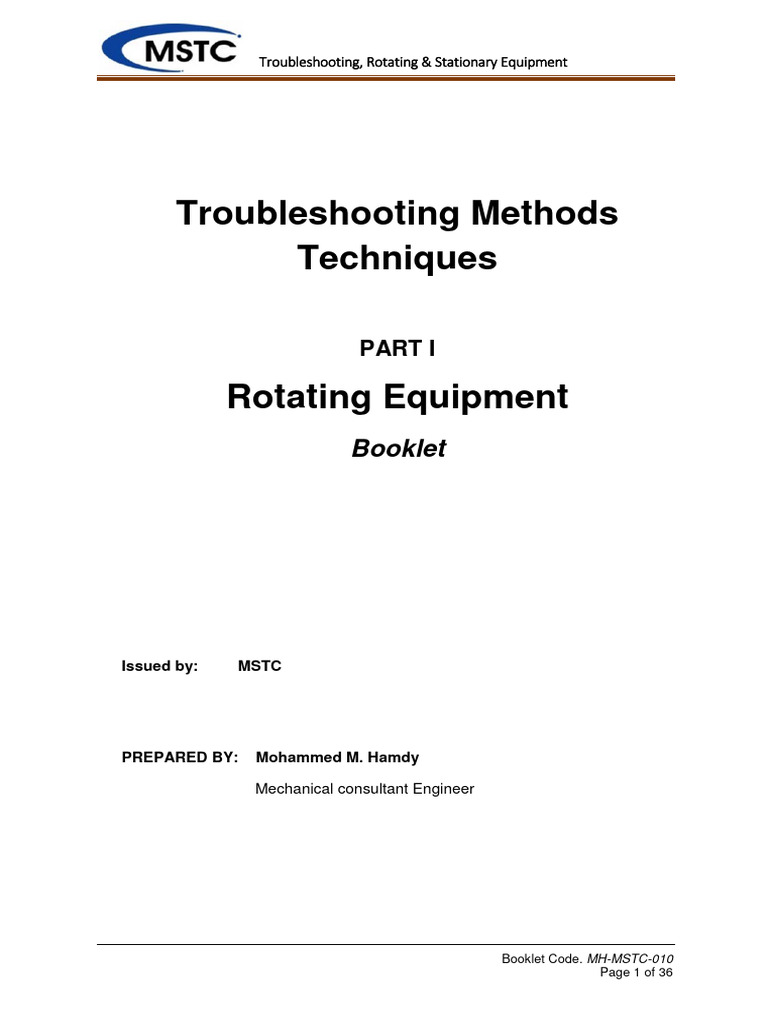PART I Rotating Equipment - Booklet | PDF | Pump | Troubleshooting
