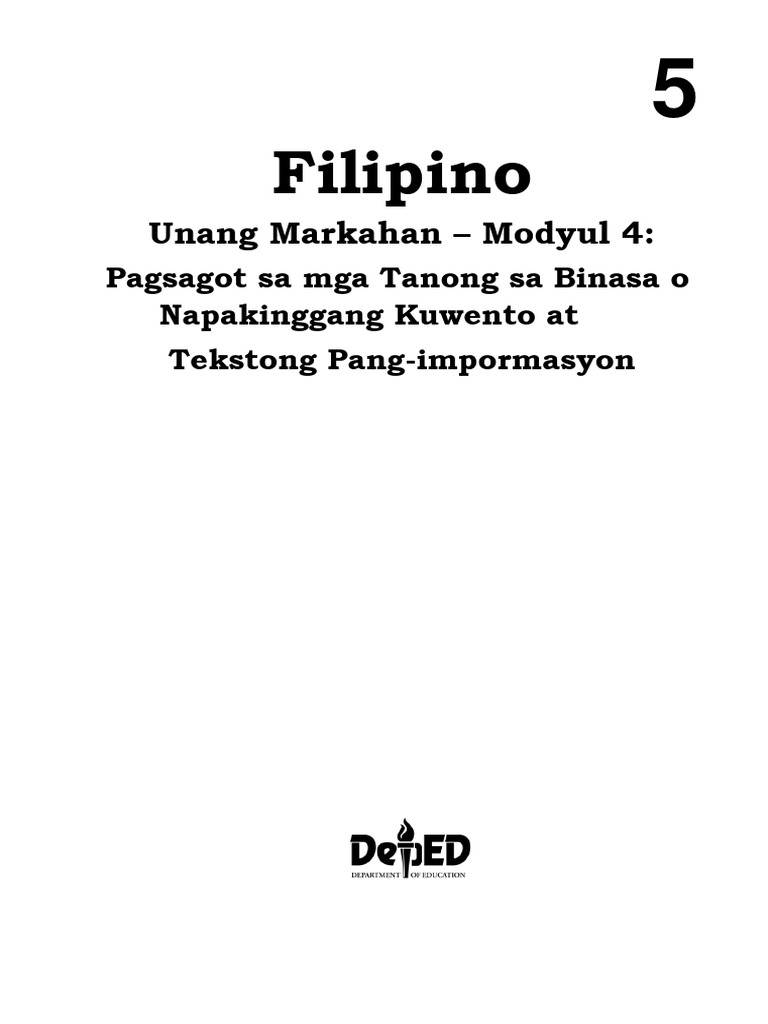Fil5 Q1mod4 Pagsagot | PDF