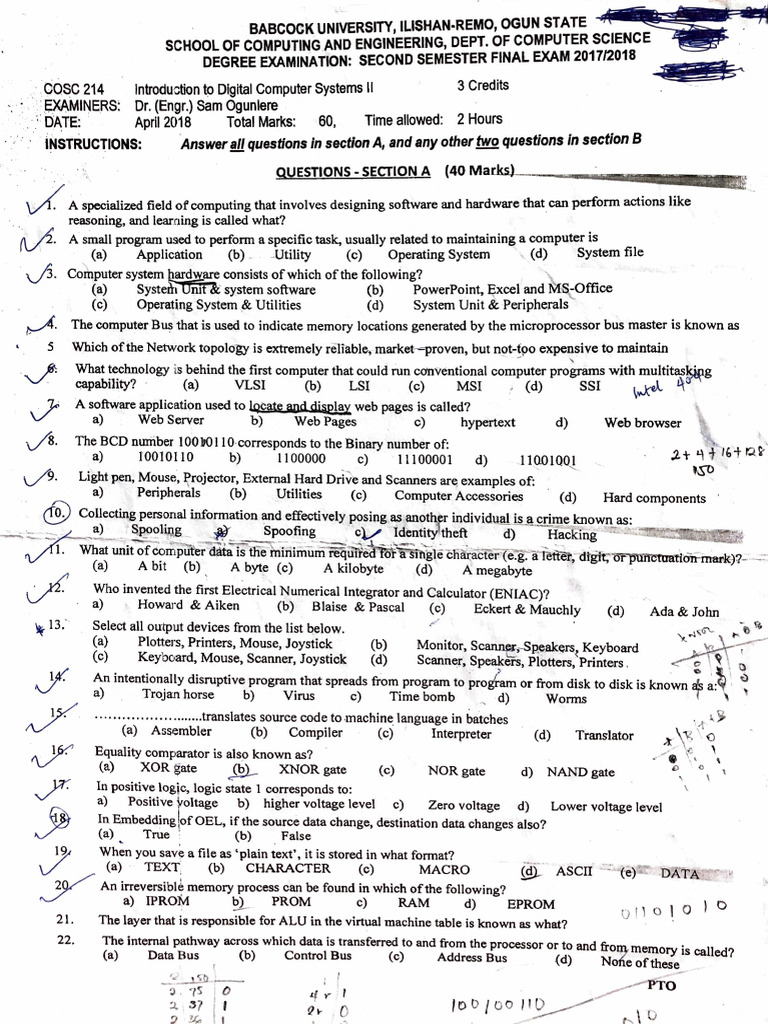 Computer Science Exam Guide | PDF | Random Access Memory | Computer ...
