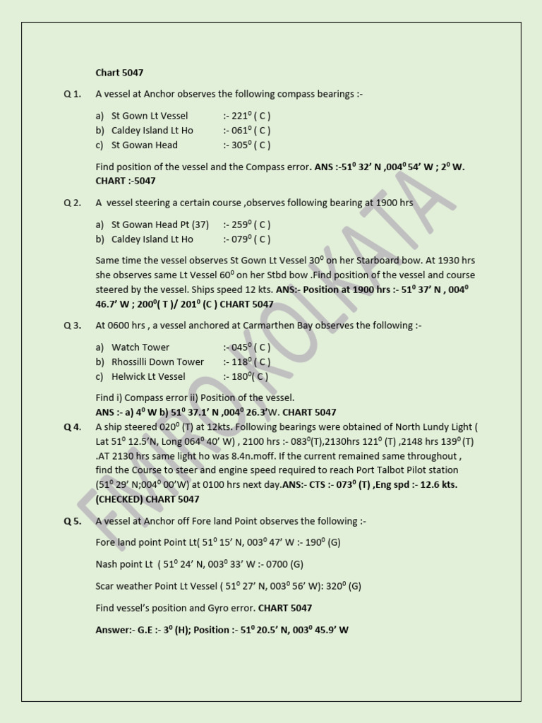 Chart Questions 5047 | PDF | Watercraft | Navigation