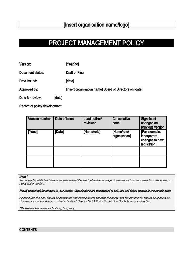 Project-Management-Policy | PDF | Project Management | Policy