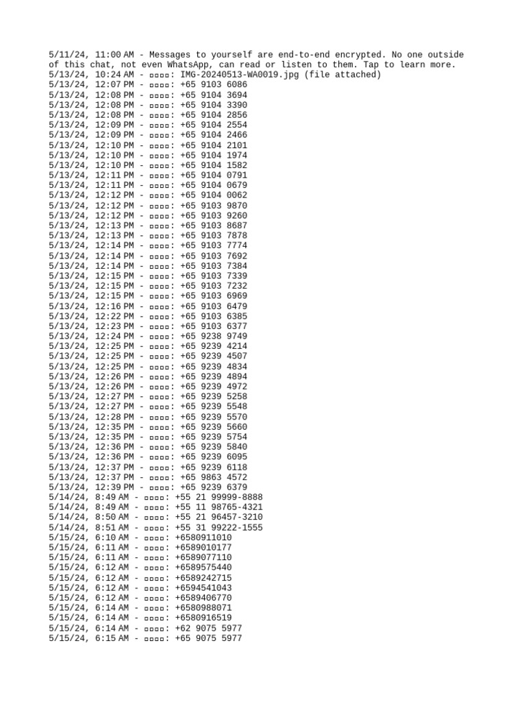 WhatsApp Numbers and Messages Log | PDF | World Wide Web | Internet & Web