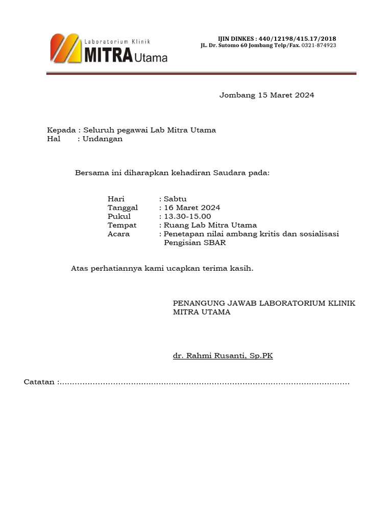 Undangan Rapat Visi Misi | PDF