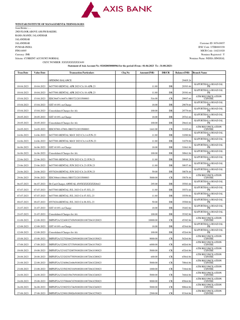 Account STMT | Download Free PDF | Banks | Debit Card