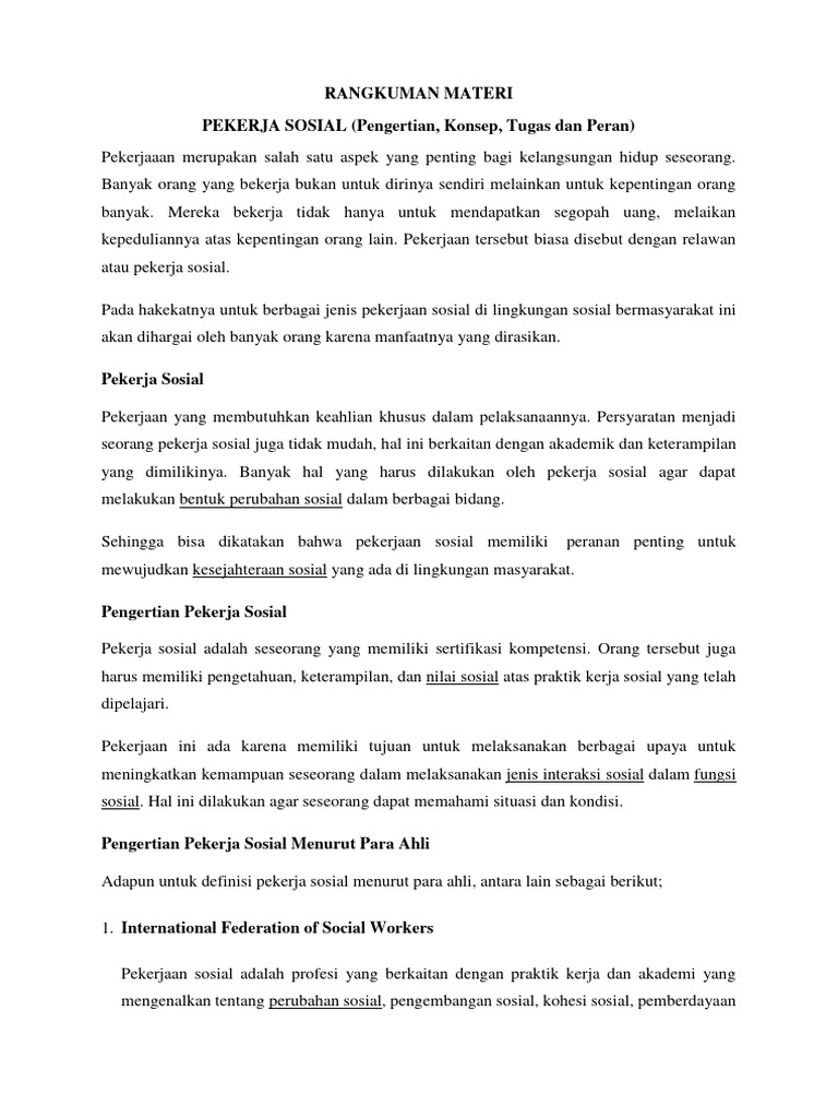 Rangkuman Materi 2 - Pekerjaan Sosial | PDF | Karier & Perkembangan | Ilmu Sosial