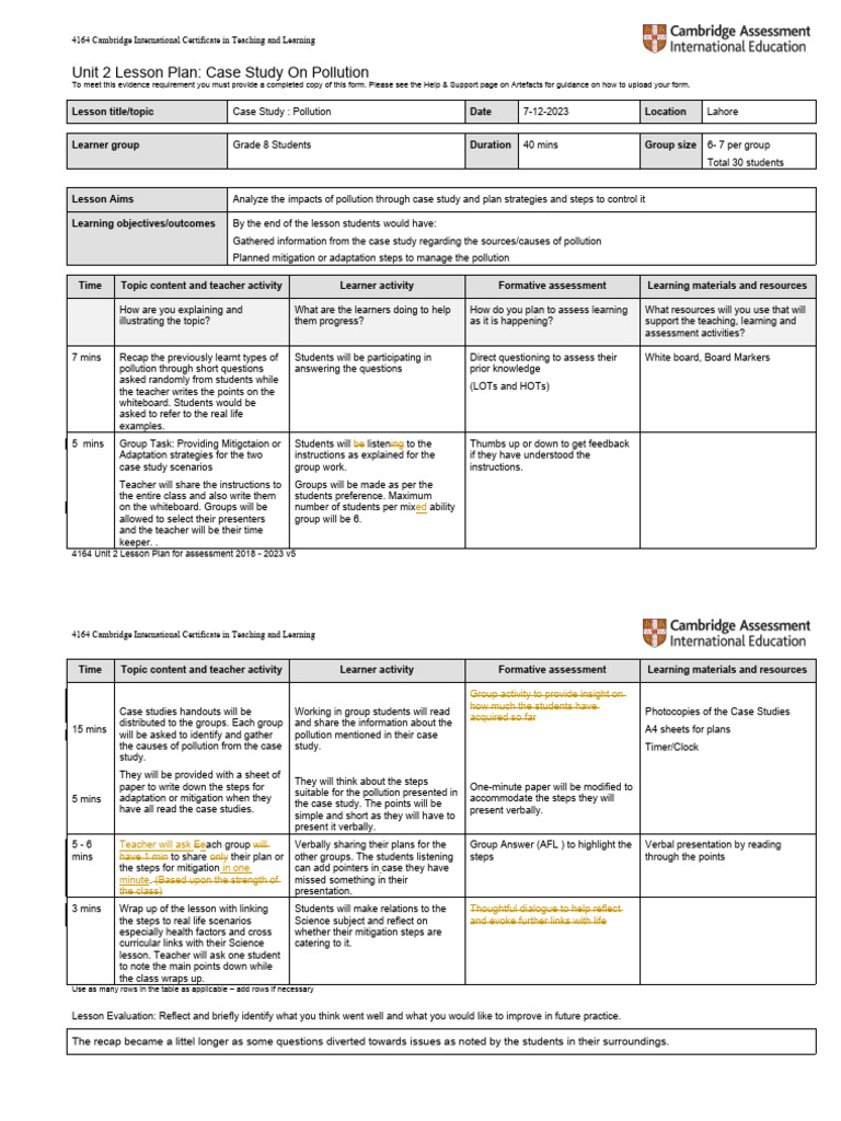 SST Case Study Module 1 Unit 2 Lesson Plan 2024.docx.3 | PDF | Learning ...