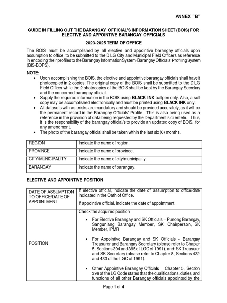 Bois Form Revised 2023 With Instructions | PDF | Government