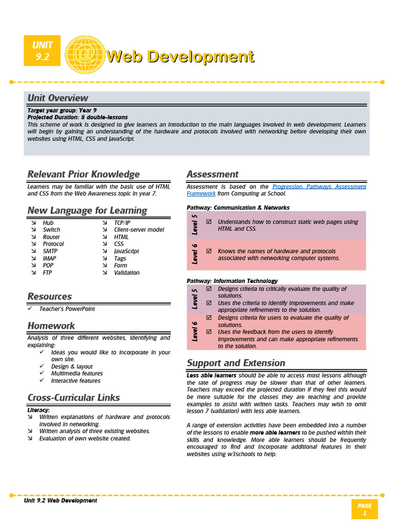 SoW-Web-Development | PDF | World Wide Web | Internet & Web