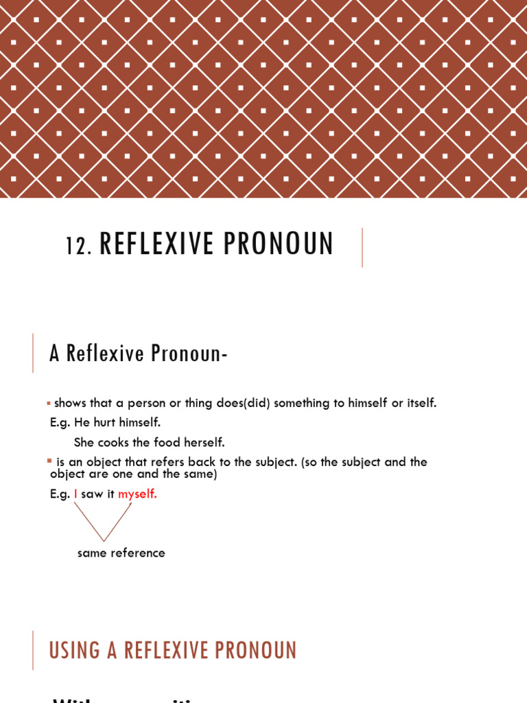 Reflexive Pronoun | PDF | Pronoun | Subject (Grammar)