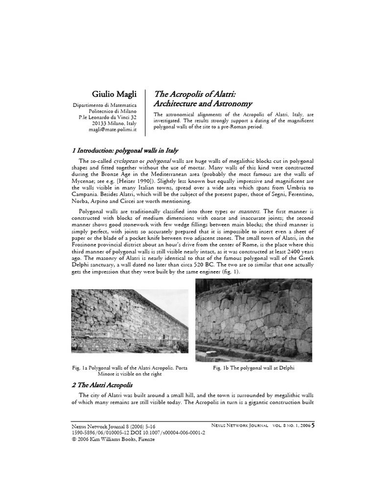 The Acropolis of Alatri Architecture and Astronomy | PDF