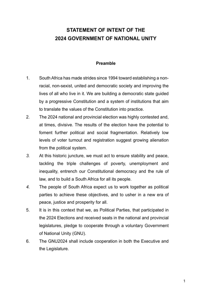 2024 GNU Statement of Intent | PDF | Cost Of Living | Consensus ...