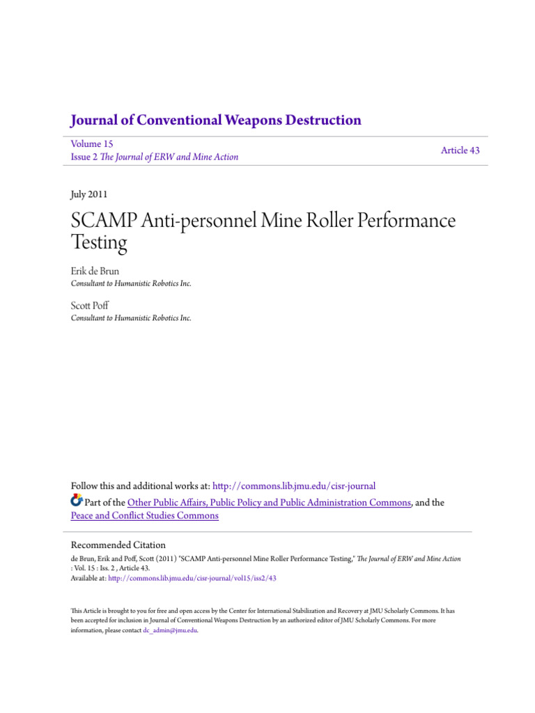 SCAMP Anti-Personnel Mine Roller Performance Testing | PDF | Land Mine
