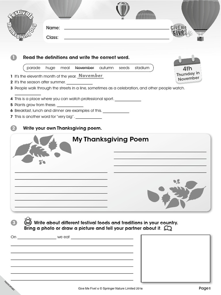 Give Me Five 6 Festivals Worksheets | PDF | Endangered Species