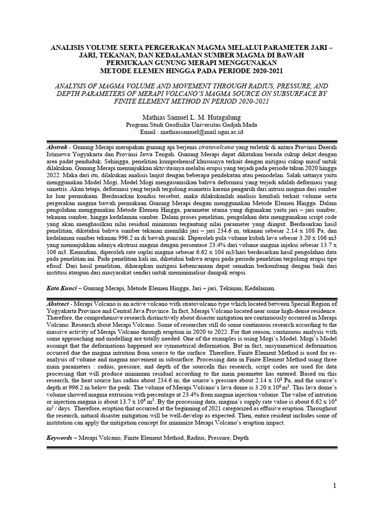Mathias Samuel L. M. H. | Analisis Volume dan Pergerakan Magma ...