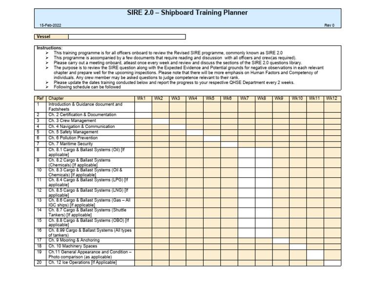 Sire 2.0 Training Planner For Sire 2.0 | PDF | Ships | Water Transport