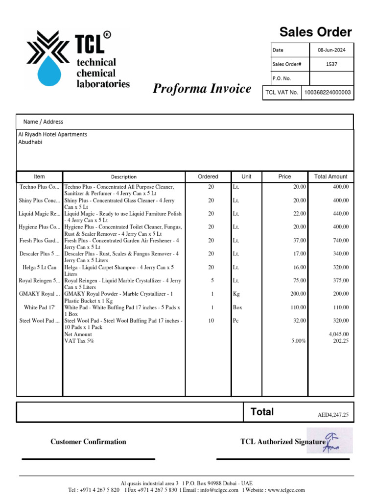 Proforma Invoice AL Riyadh Hotel Apartments | PDF