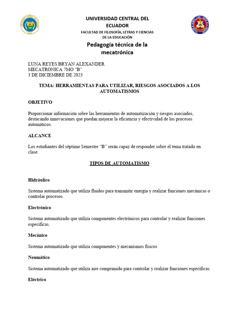 Luna.Bryan.TIS-6-7B | PDF | Mecatrónica | Solenoide