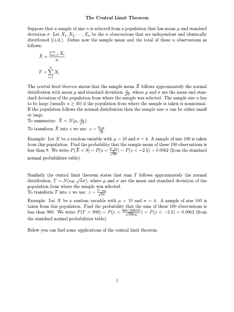 Central Limit Theorem | PDF