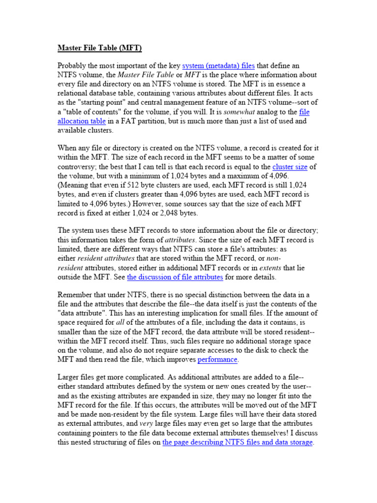 Master File Table | PDF | Computer File | Data