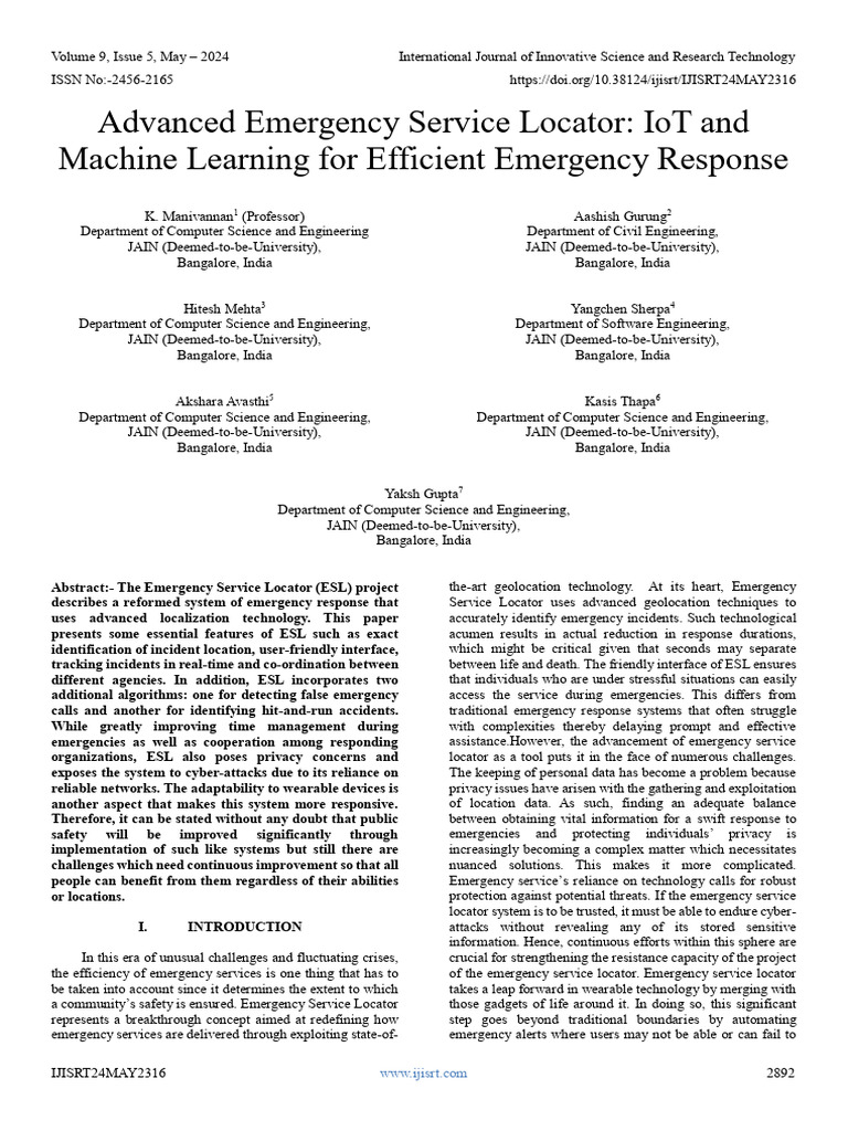 Advanced Emergency Service Locator: IoT and Machine Learning for ... Advanced Emergency Service Locator: IoT and Machine Learning for ...