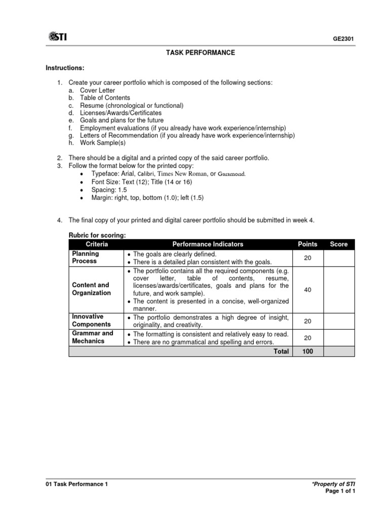 01 Task Performance 1 | PDF | Typefaces | Résumé
