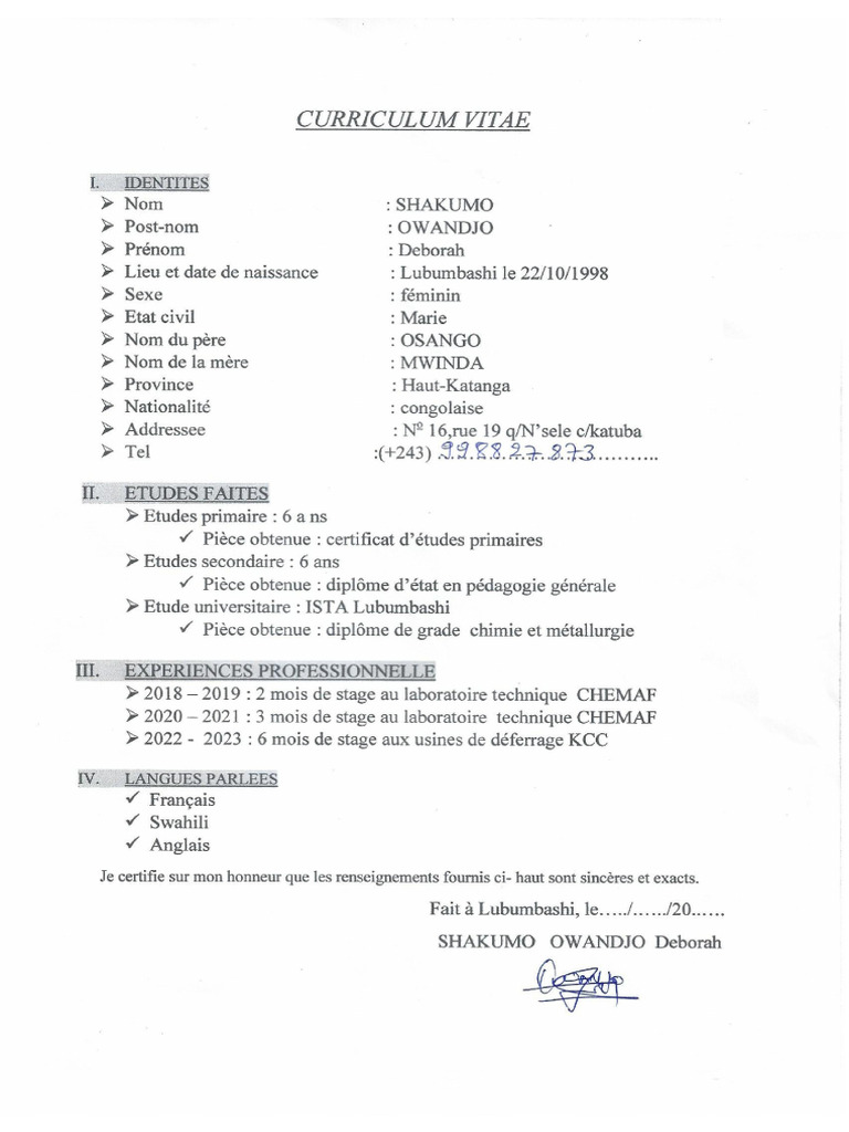 Dossier Shakumo Owandjo Deborah | PDF